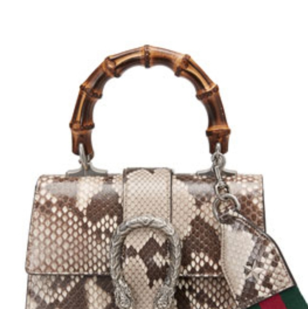 Guccidionysus Mini Python Bamboo-Handle Bag - Gem